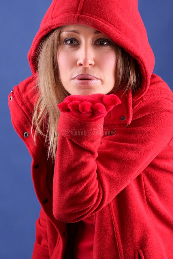 Winter lady in red stock image. Image of beauty, complexion - 7154465