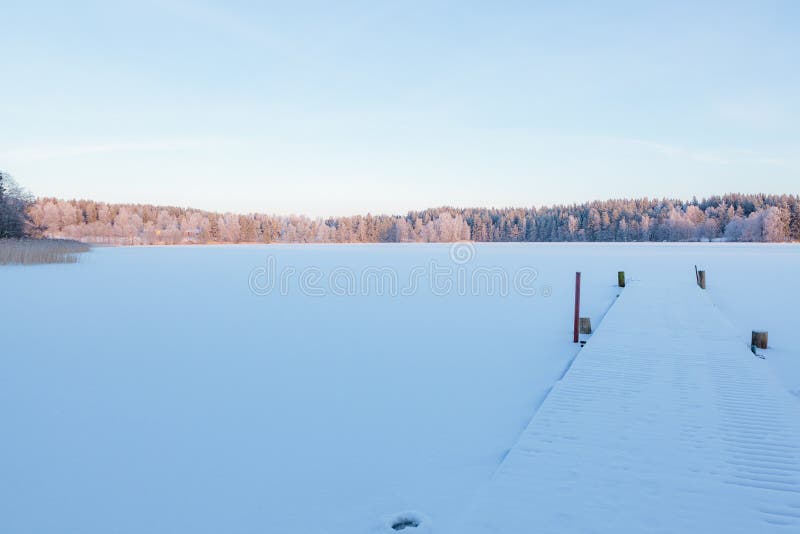 Winter Lake Scenery in Finland Stock Image - Image of frozen, peaceful ...