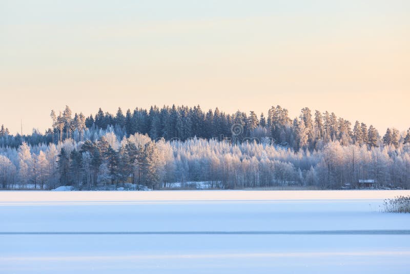 Winter Lake Scenery in Finland Stock Photo - Image of rime, snow: 63353158