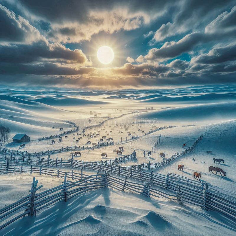 Winter in land dawn stock image. Image of nature, frost - 361075575