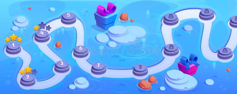 Winter Land Map for Game Level Interface Stock Vector - Illustration of ...