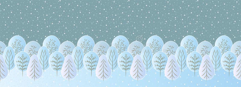 Winter Landscap with Cute Trees in Snow, Banner with Winter Forest and ...