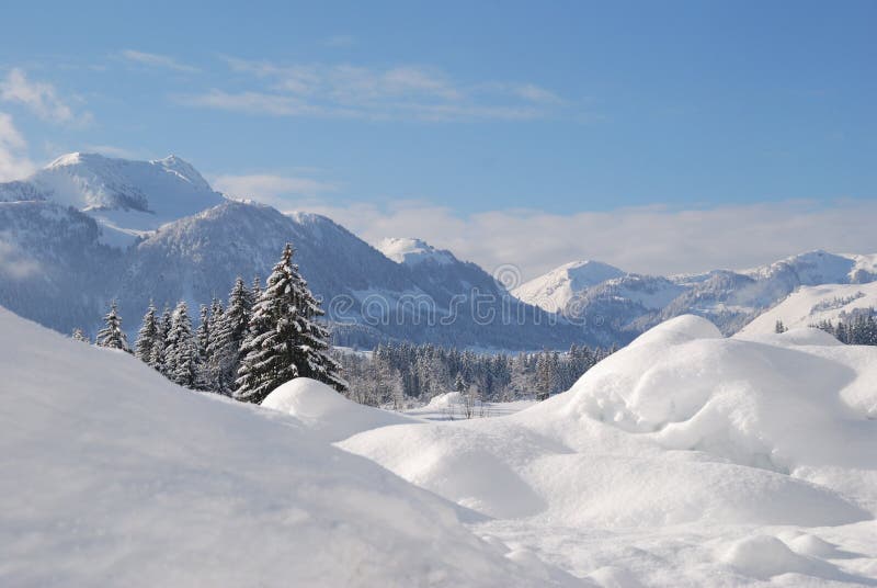 Alpine Winter Snow scene stock photo. Image of solitude - 56360