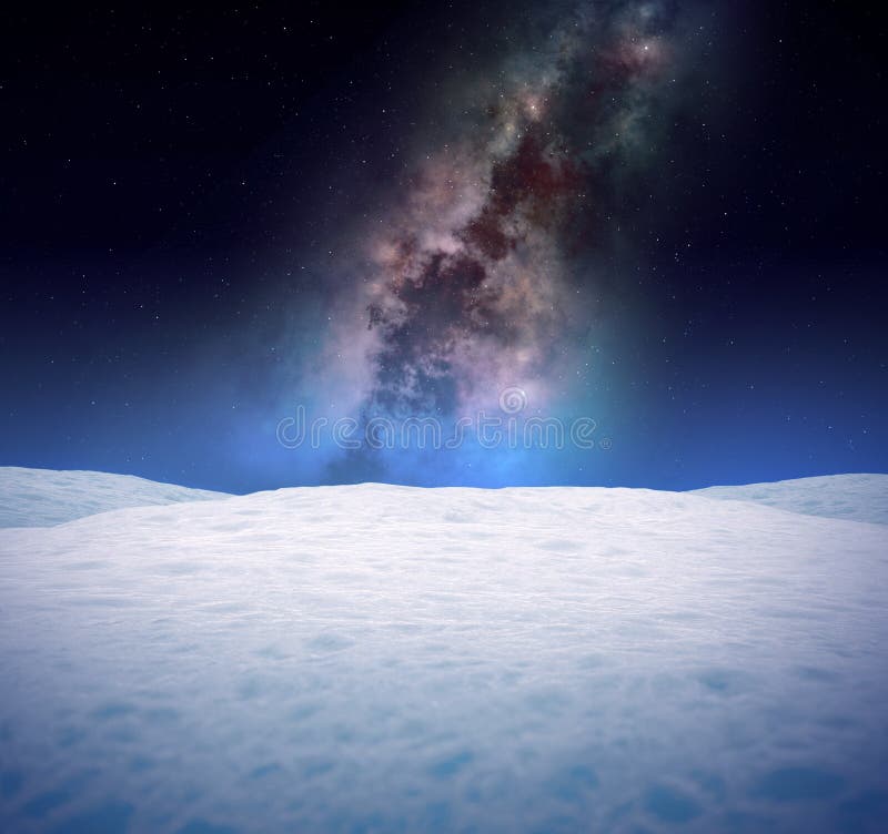 Landscape with Milky Way Galaxy. Night Sky with Stars and Silhouette ...