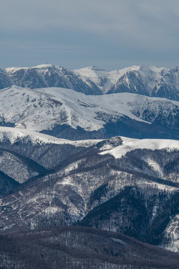 Winter Landscape. Aerial View Over the Mountains Top Stock Image ...