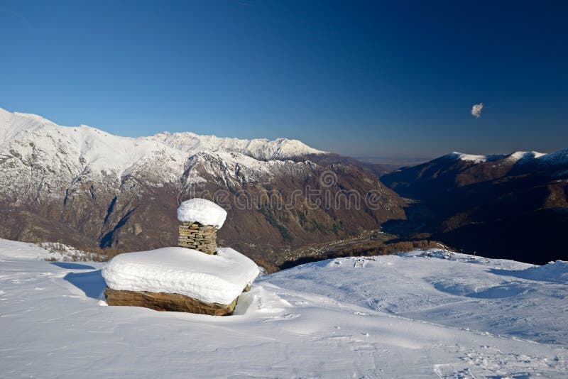 Winter Landscape in an Alpine Valley Stock Image - Image of european ...