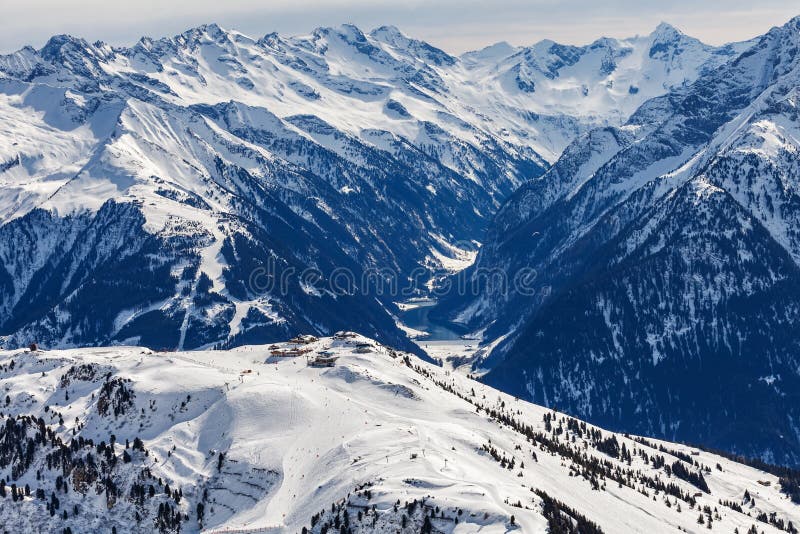 Winter landscape in Alps stock image. Image of landscape - 94554575