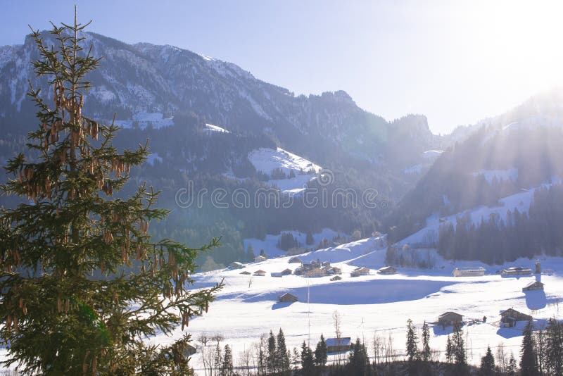 Winter Landscape in the Alps, Sky and Mountains Stock Image - Image of ...