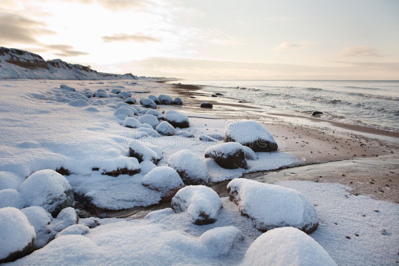 Winter landscape in beach stock photo. Image of northern - 12438314