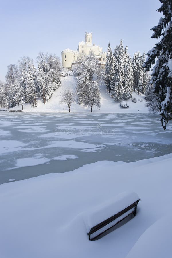 Winter Landscape with a Castle Stock Image - Image of tower, historical ...