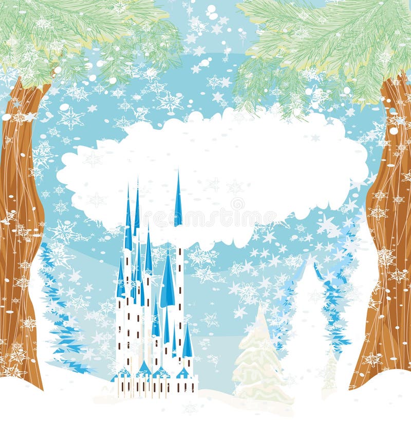Winter Landscape with Castle. Stock Vector - Illustration of decoration ...