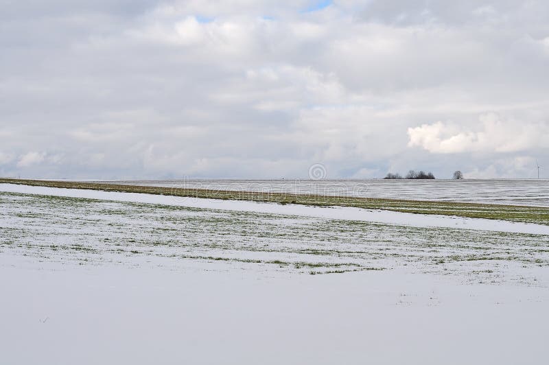 Thin Snow Layer on Fields and Meadows Stock Image - Image of farmland ...