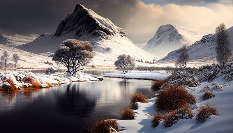 Winter Landscape Created by Imagination in the Format of Graphics. a ...