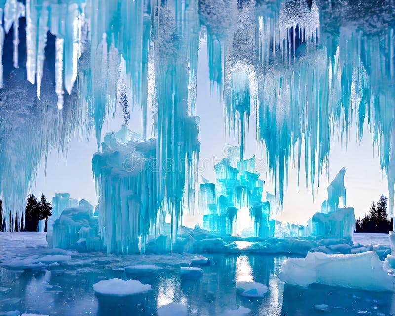 Winter Landscape, Generative AI Illustration Stock Illustration ...