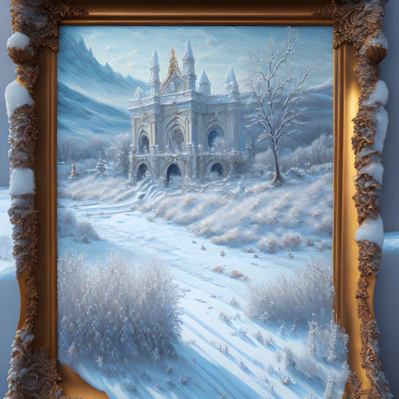 Winter Landscape, Generative AI Illustration Stock Illustration ...