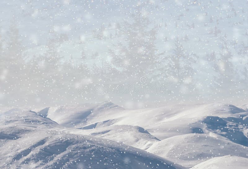Winter Landscape with Falling Snow Stock Image - Image of xmas, cold ...