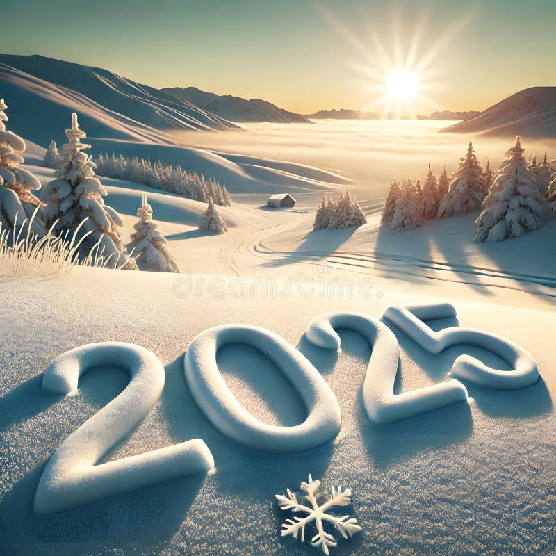 Winter Scene 2025 Snow Design Stock Illustration - Illustration of ...
