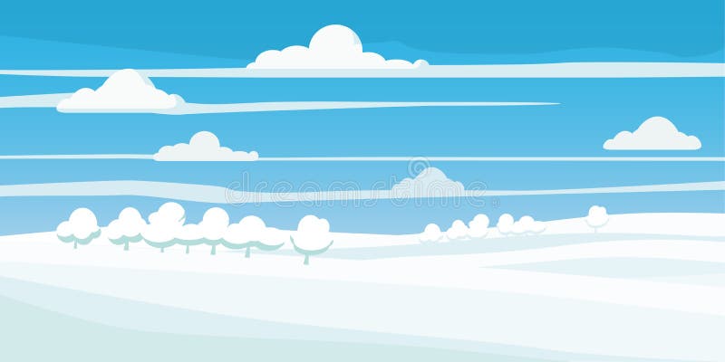 Winter Landscape, Field in the Snow, Trees, Style, Vector, Illustration ...