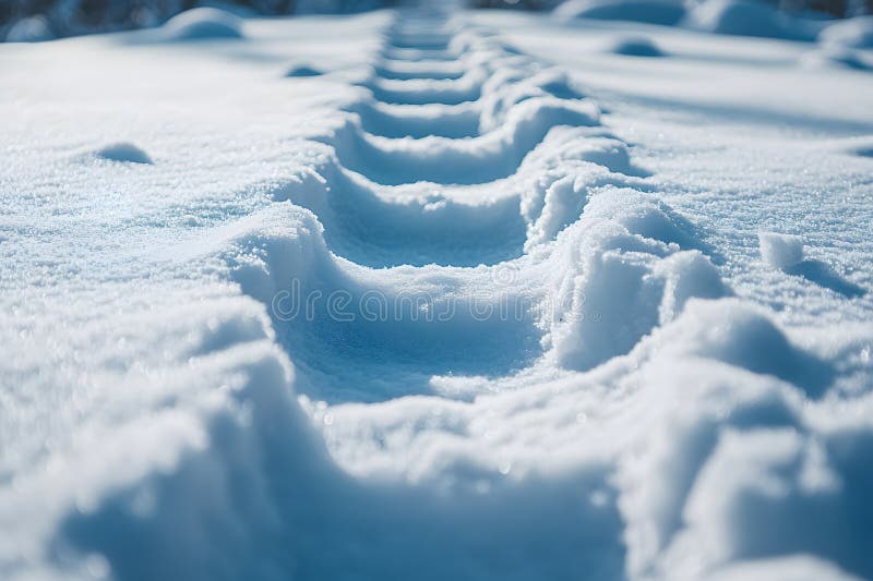 Winter Landscape with Footprints in Fresh Snow - Tranquil Nature Scene ...