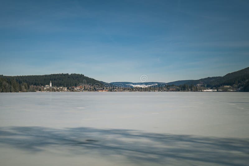 Winter Landscape on the Frozen Titisee in the Black Forest Stock Image ...