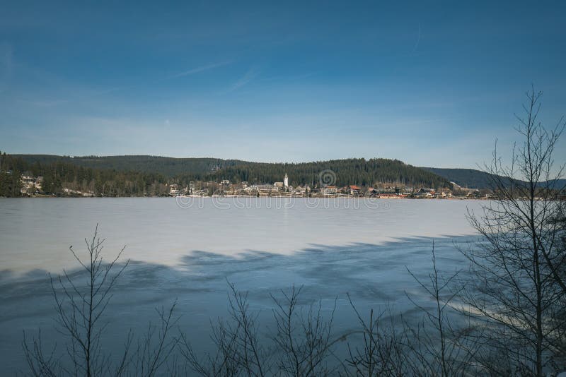 Winter Landscape on the Frozen Titisee in the Black Forest Stock Image ...