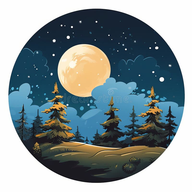 Winter Landscape with Trees and Clouds Vector Illustration Stock ...