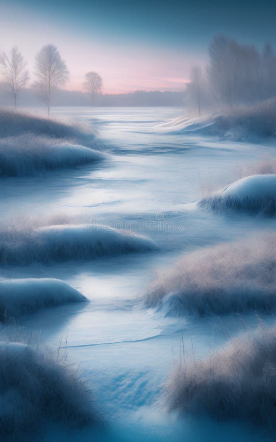 Winter Landscape, Generative AI Illustration Stock Illustration ...