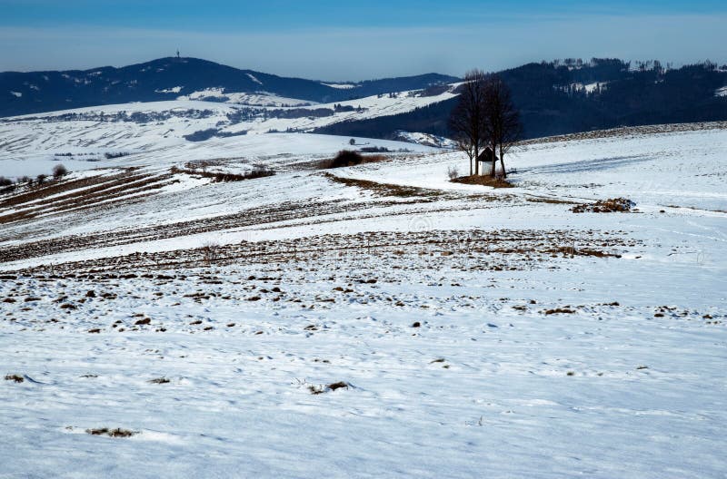 Winter Landscape with Gradually Melted Snow Stock Photo - Image of ...