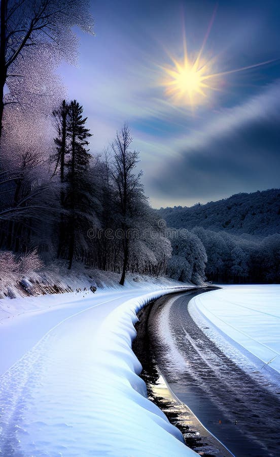 Winter Landscape Illustration Artificial Intelligence Artwork Generated ...