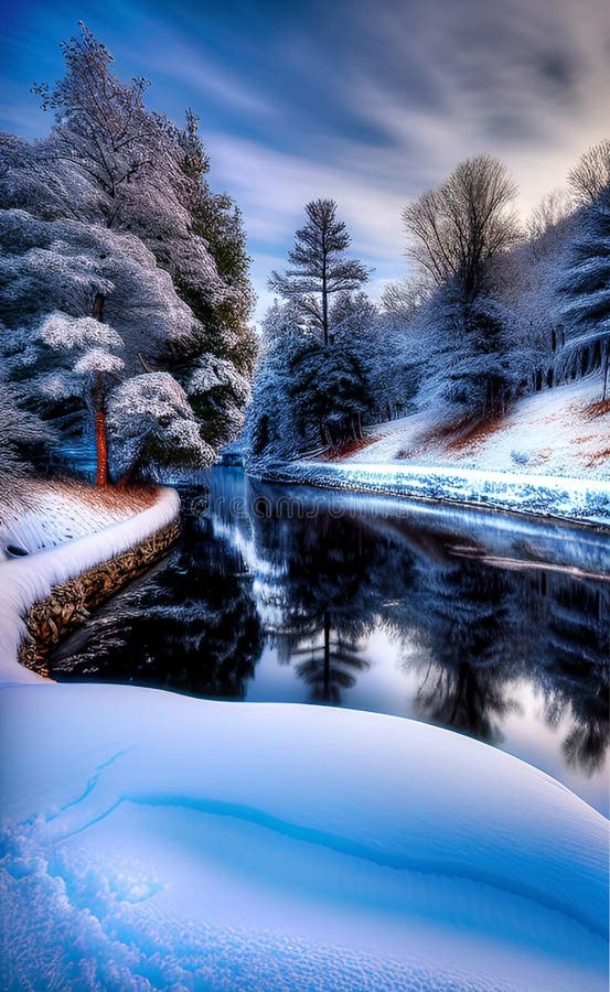 Winter Landscape Illustration Artificial Intelligence Artwork Generated ...