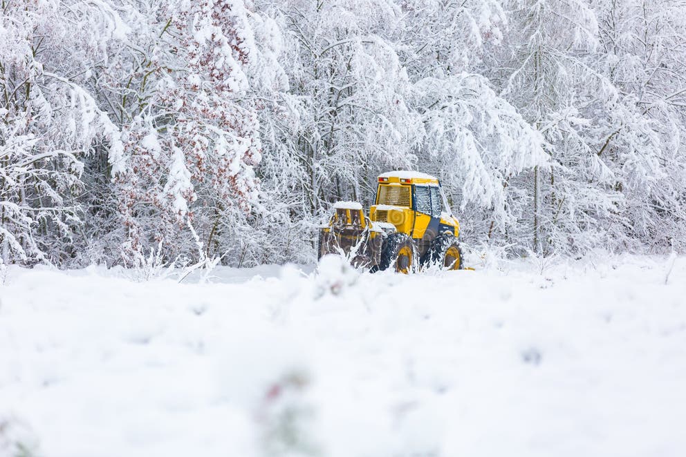 Winter Landscape with Machine (snow Plow at Work) Stock Image - Image ...
