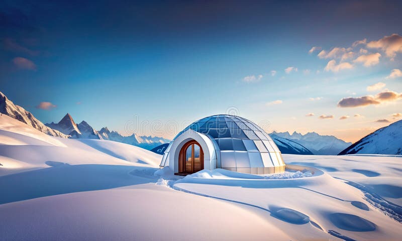 Winter Landscape in the Mountains, Igloo in a Snowy Landscape, Igloos ...