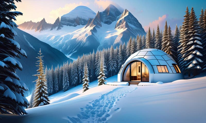 Winter Landscape in the Mountains, Igloo in a Snowy Landscape, Igloos ...
