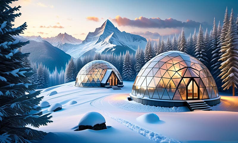 Winter Landscape in the Mountains, Igloo in a Snowy Landscape, Igloos ...
