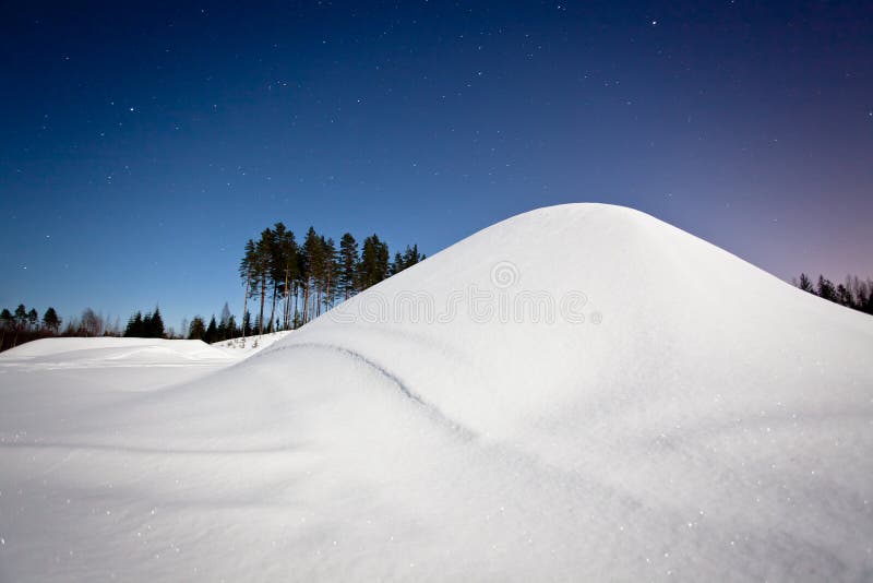Winter landscape at night stock image. Image of moon - 21158773