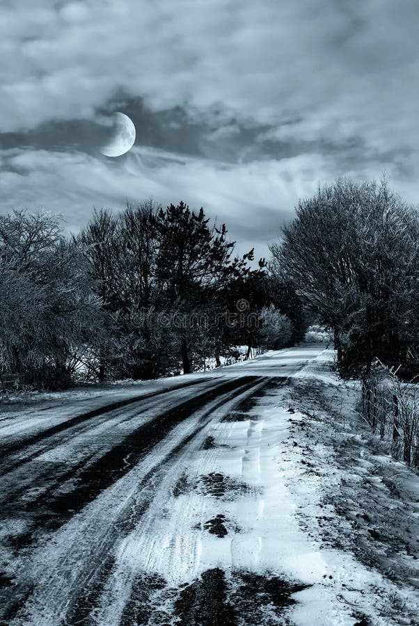 Winter Landscape in the Night Stock Image - Image of outdoor, nature ...