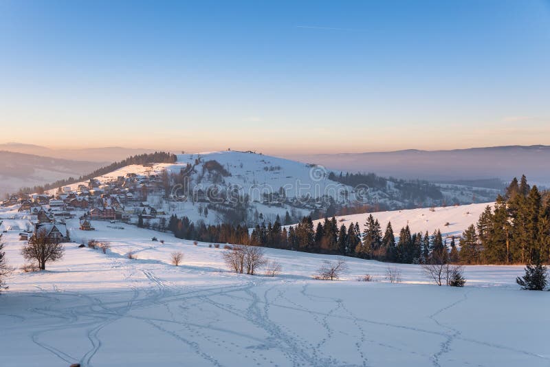 Podhale in winter stock photo. Image of field, snow - 122537714