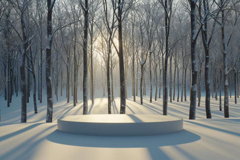 A Winter Landscape with a Podium and Trees Stock Illustration ...