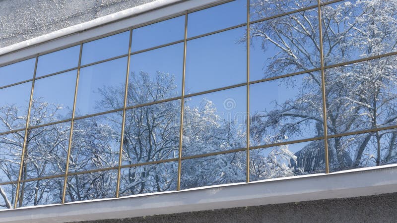 Winter Landscape Reflected in the Window Stock Image - Image of window ...