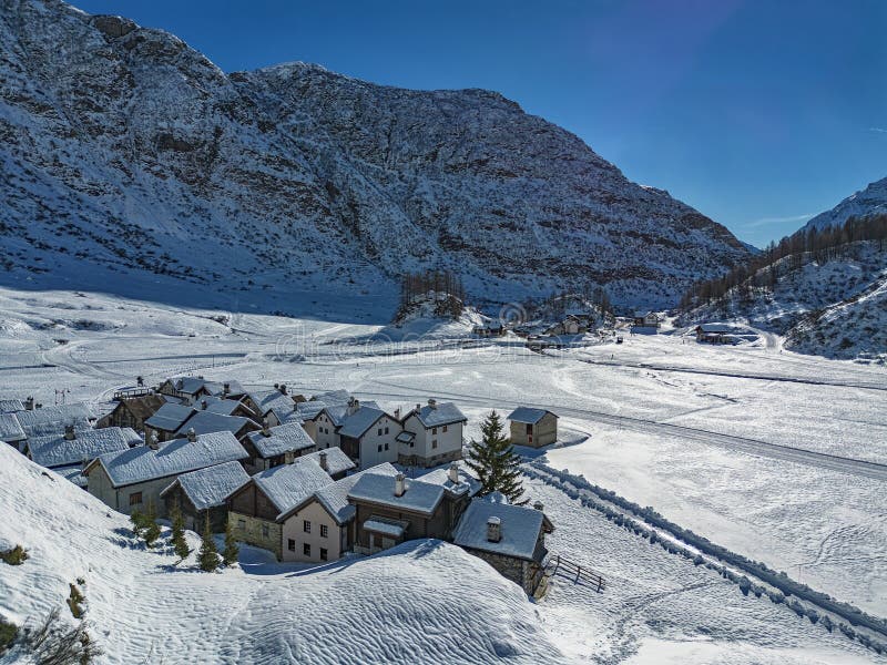Winter Landscape of Riale Plain in Formazza Valley Stock Photo - Image ...