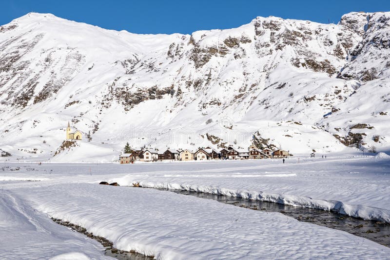 Winter Landscape of Riale Plain in Formazza Valley Stock Photo - Image ...
