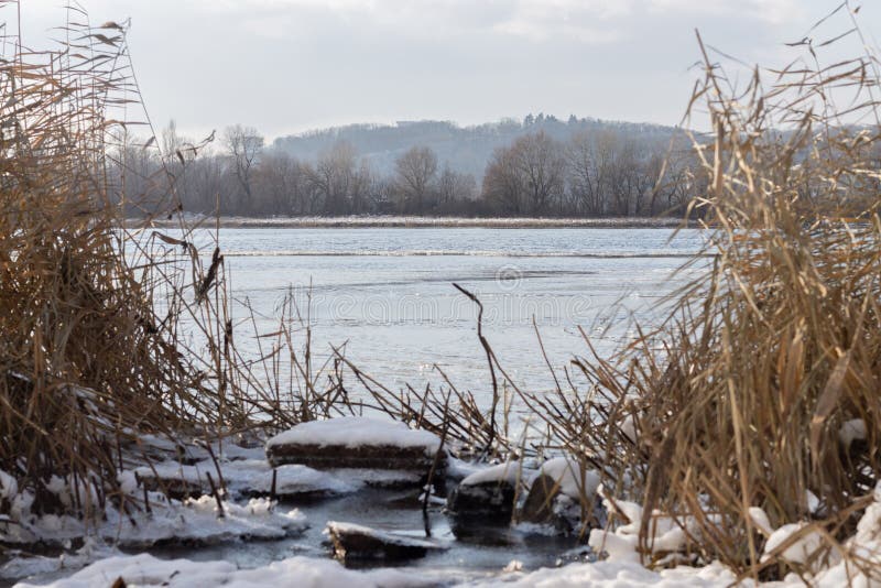 Winter Landscape of the River Bank. Winter River Concept Stock Image ...