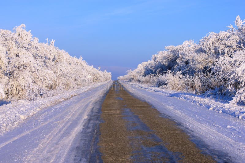 Winter Landscape, road stock photo. Image of winter, frosty - 22500274