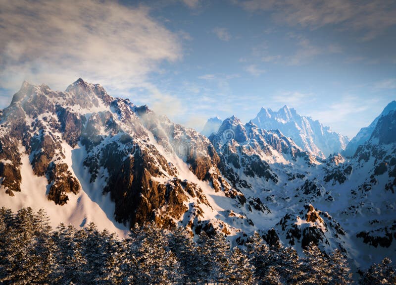 Winter Landscape Scene Background Stock Illustration - Illustration of ...