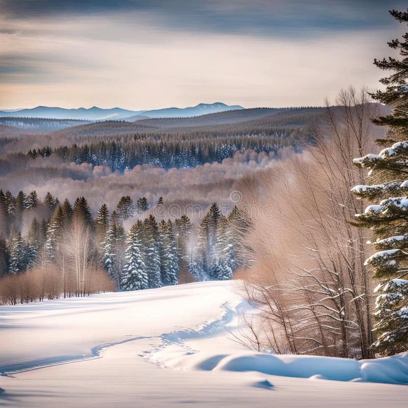 Winter Landscape Setting stock illustration. Illustration of cloudy ...