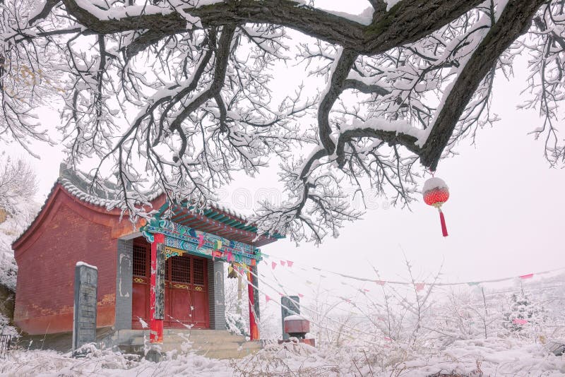 Temple in snow stock photo. Image of cold, china, religion - 237981014