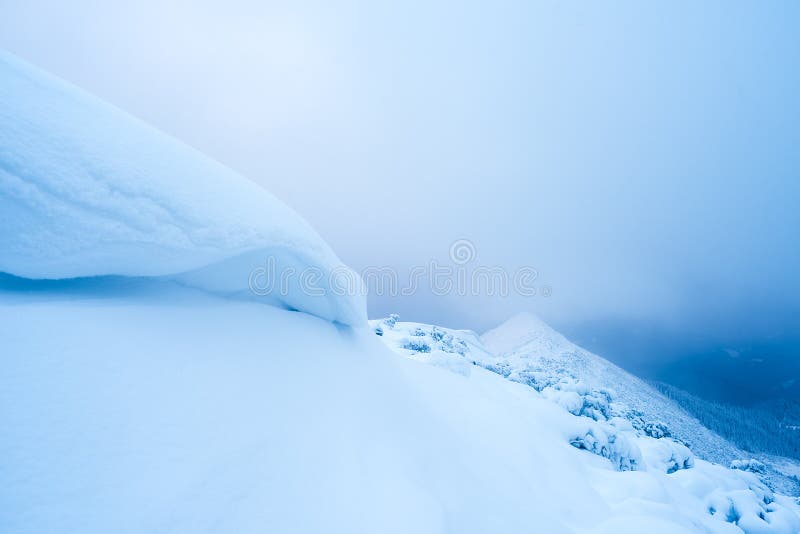 Winter Landscape with Snow Cornice Stock Image - Image of snowy, mist ...