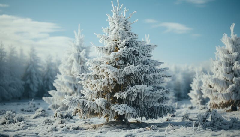 Winter Landscape Snow Covered Forest, Tranquil Scene, Sunlight on Icy ...