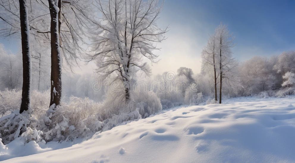 Winter Landscape with Snow Covered Trees, Winter in the Forest, Winter ...