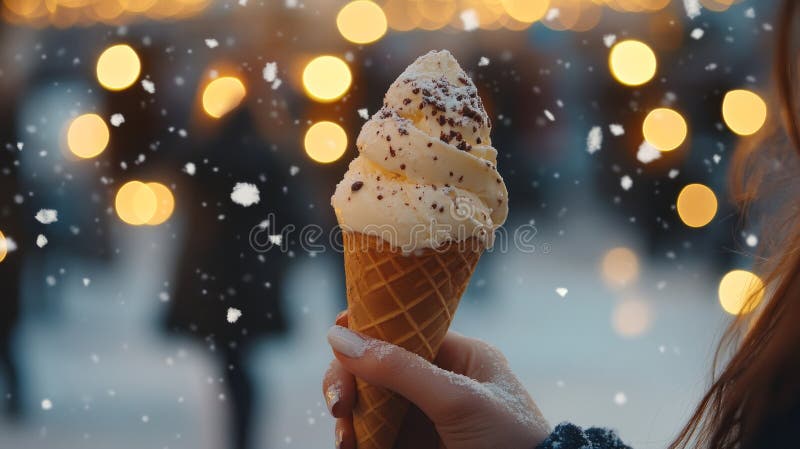 Winter Landscape with Snow-dust Ice Cream Cones Stock Image - Image of ...